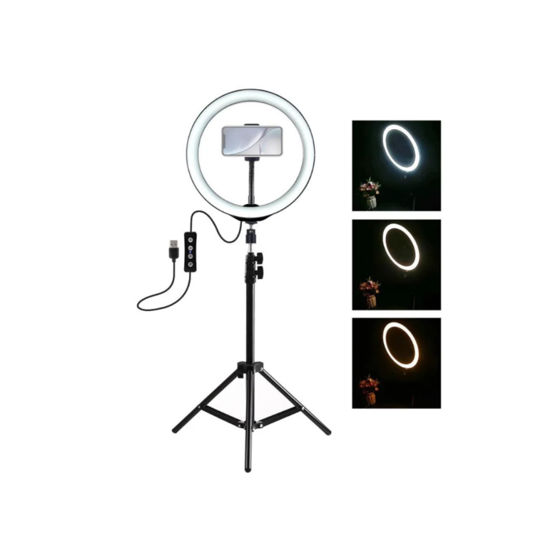 Trípode para Celular con Doble Aro de Luz LED - Ajustable y Portátil ...