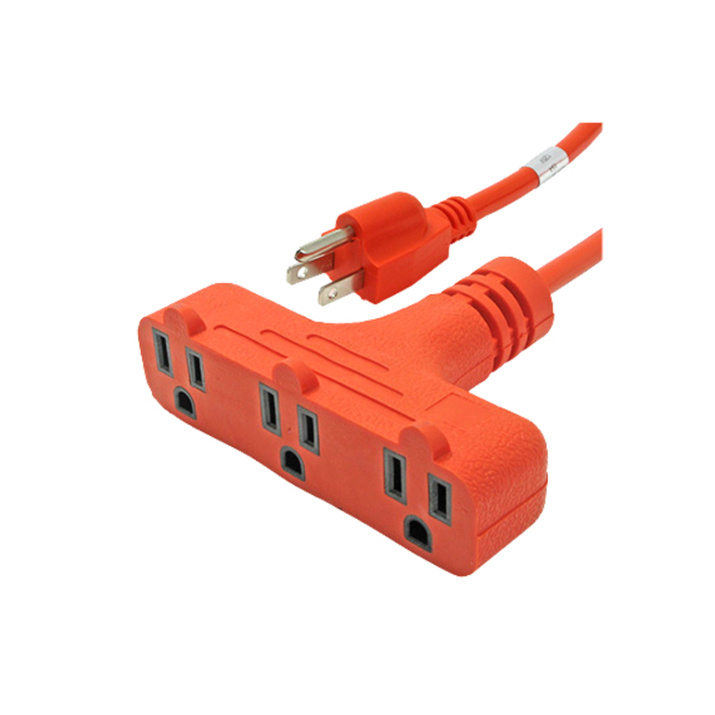 Extensión Eléctrica 5m 3 Tomas 3×14 cable con Polo a Tierra – Naranja ...